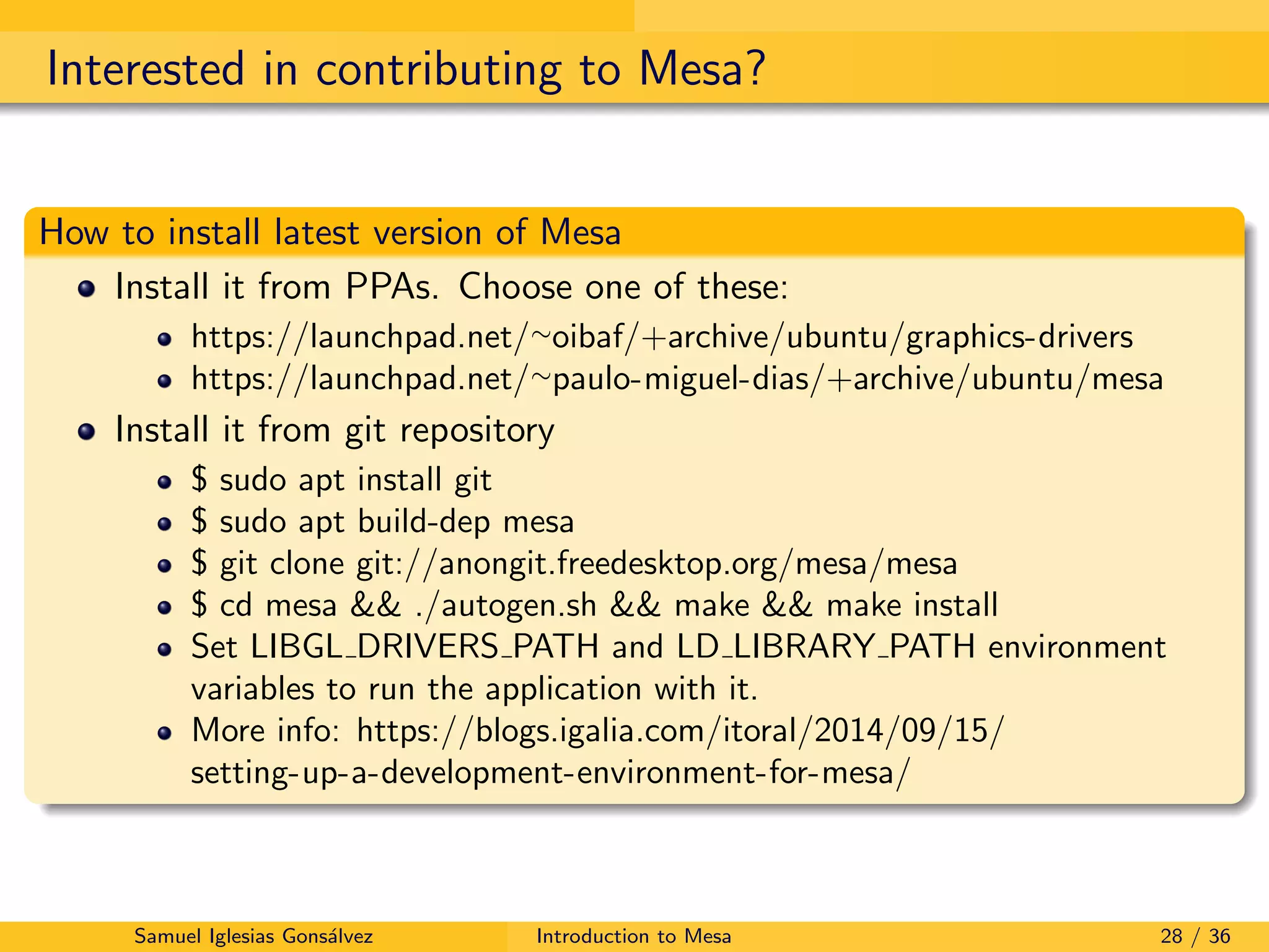 Introduction to Mesa. The Open-Source Graphics API Implementation Library (Ubucon Europe 2018) | PDF