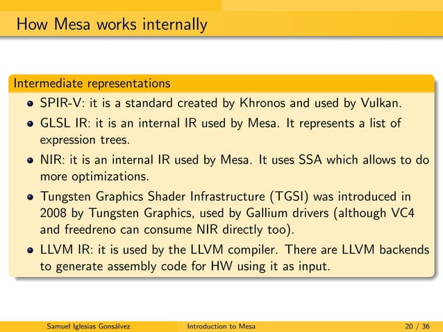 Introduction to Mesa. The Open-Source Graphics API Implementation Library (Ubucon Europe 2018) | PPT