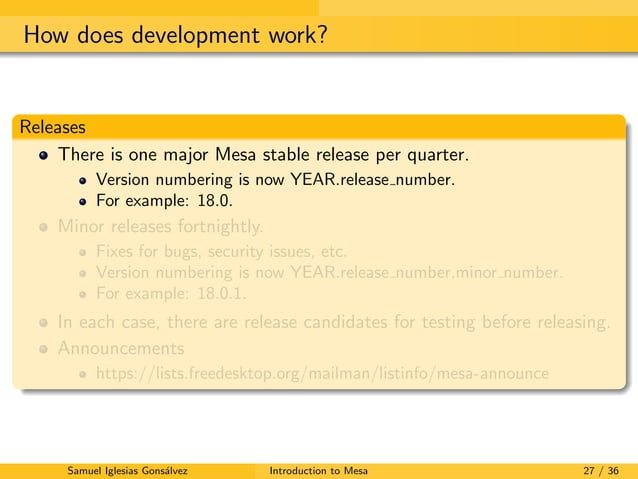 Introduction to Mesa. The Open-Source Graphics API Implementation Library (Ubucon Europe 2018) | PPT