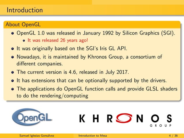 Introduction To Mesa The Open Source Graphics Api Implementation Library Ubucon Europe 2018 Ppt