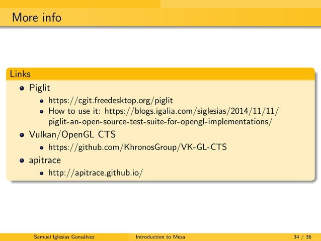 Introduction to Mesa. The Open-Source Graphics API Implementation Library (Ubucon Europe 2018) | PPT