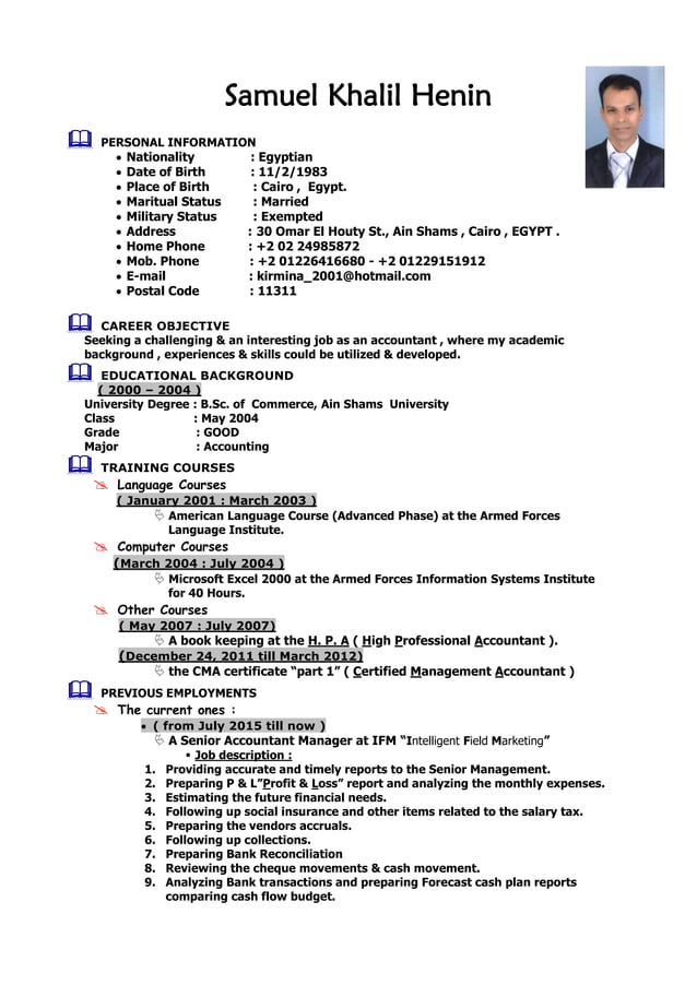 Samuel khalil cv | PDF | Business Accounting & Finance | Business
