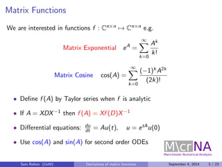 Frechet Derivatives of Matrix Functions and Applications | PDF