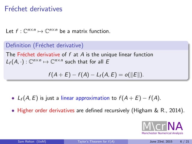Taylor's Theorem for Matrix Functions and Pseudospectral Bounds on the Condition Number | PPT