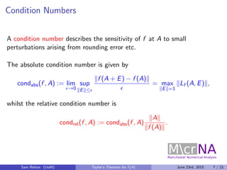 Taylor's Theorem for Matrix Functions and Pseudospectral Bounds on the Condition Number | PDF