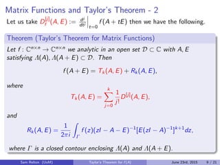 Taylor's Theorem for Matrix Functions and Pseudospectral Bounds on the Condition Number | PDF