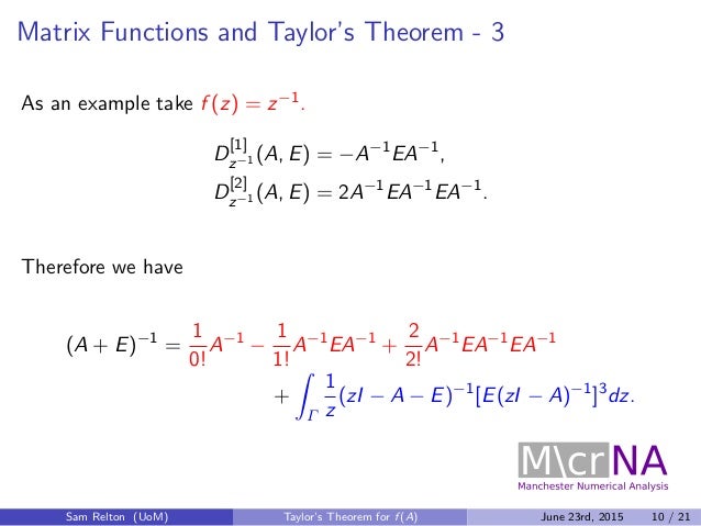 Taylor's Theorem for Matrix Functions and Pseudospectral Bounds on th… Taylor's Theorem for Matrix Functions and Pseudospectral Bounds on th…