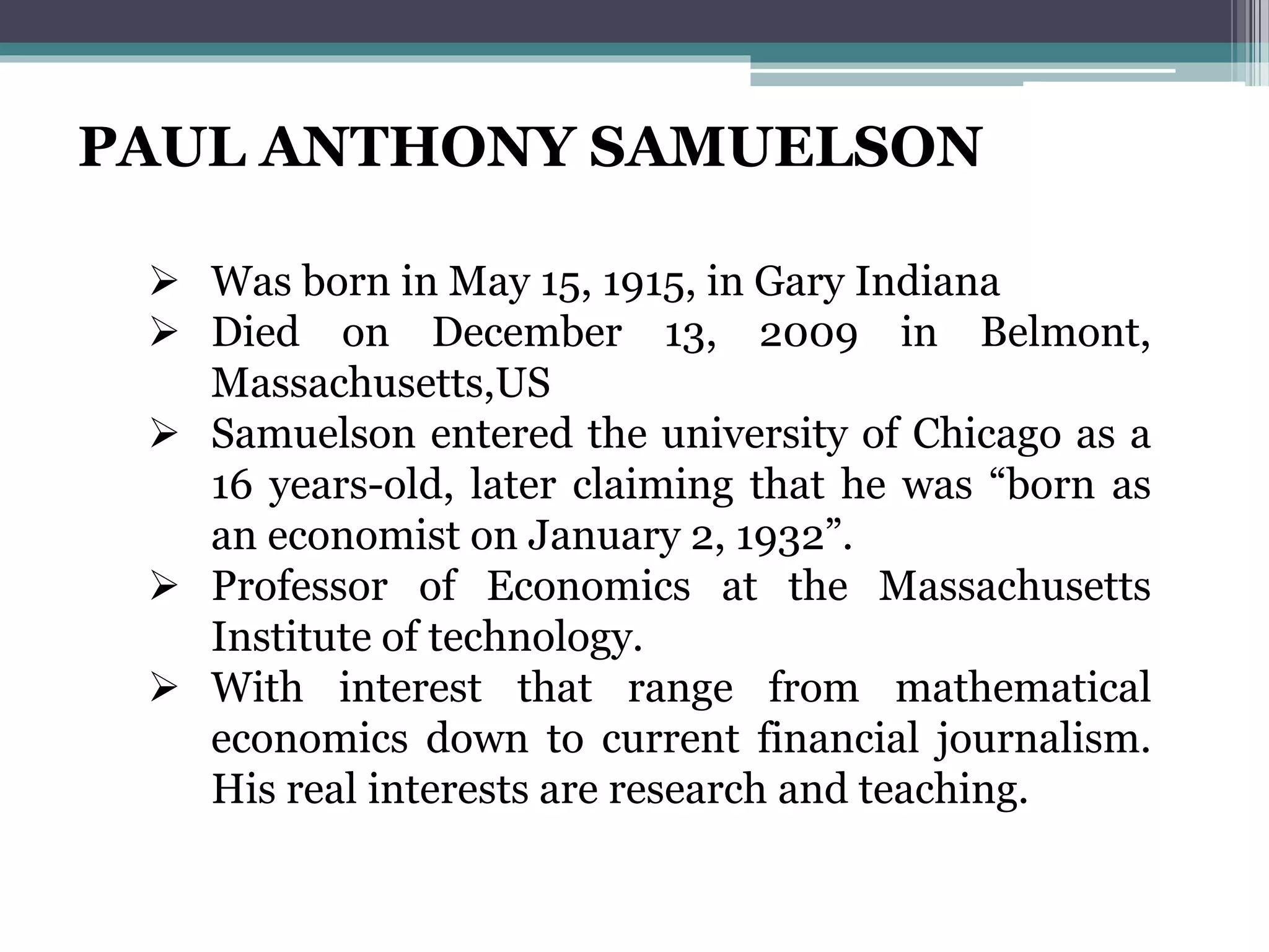 Paul Anthony Samuelson | PPTX