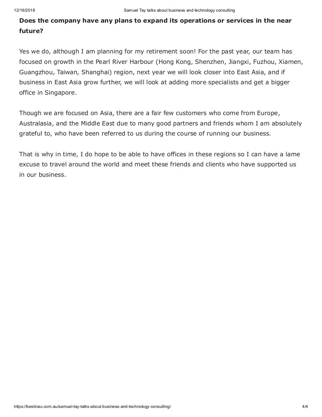 Samuel tay talks about business and technology consulting