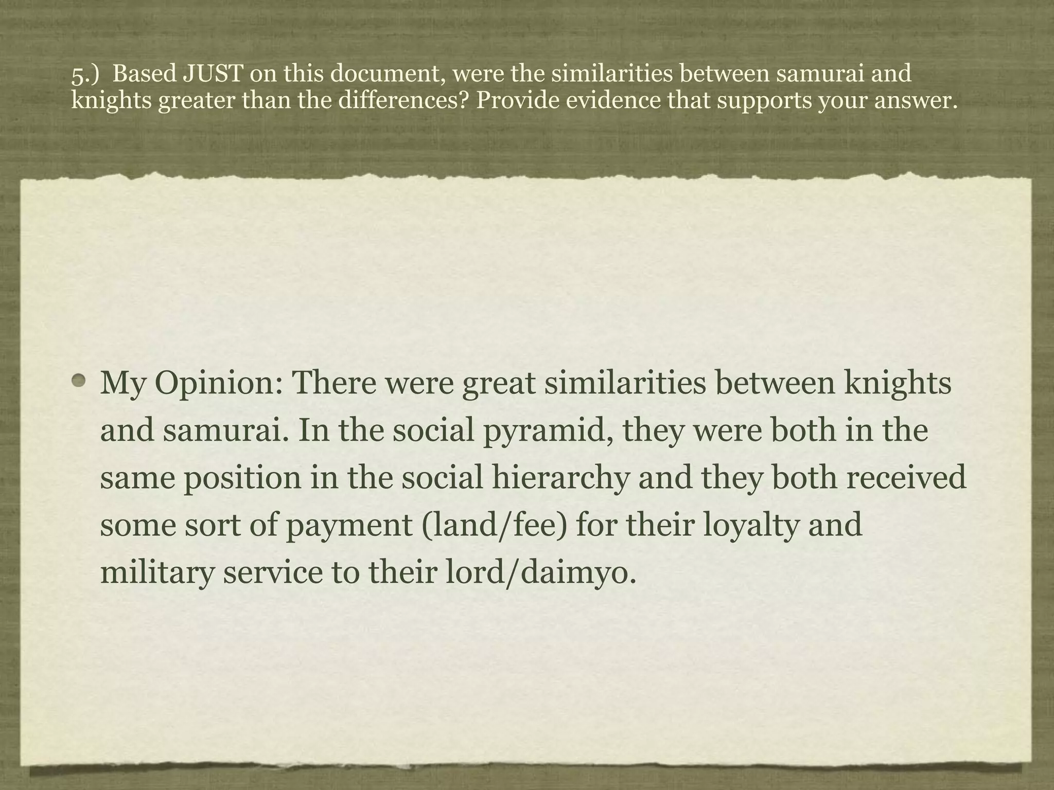Samurai and Knights DBQ packets answers | PPT