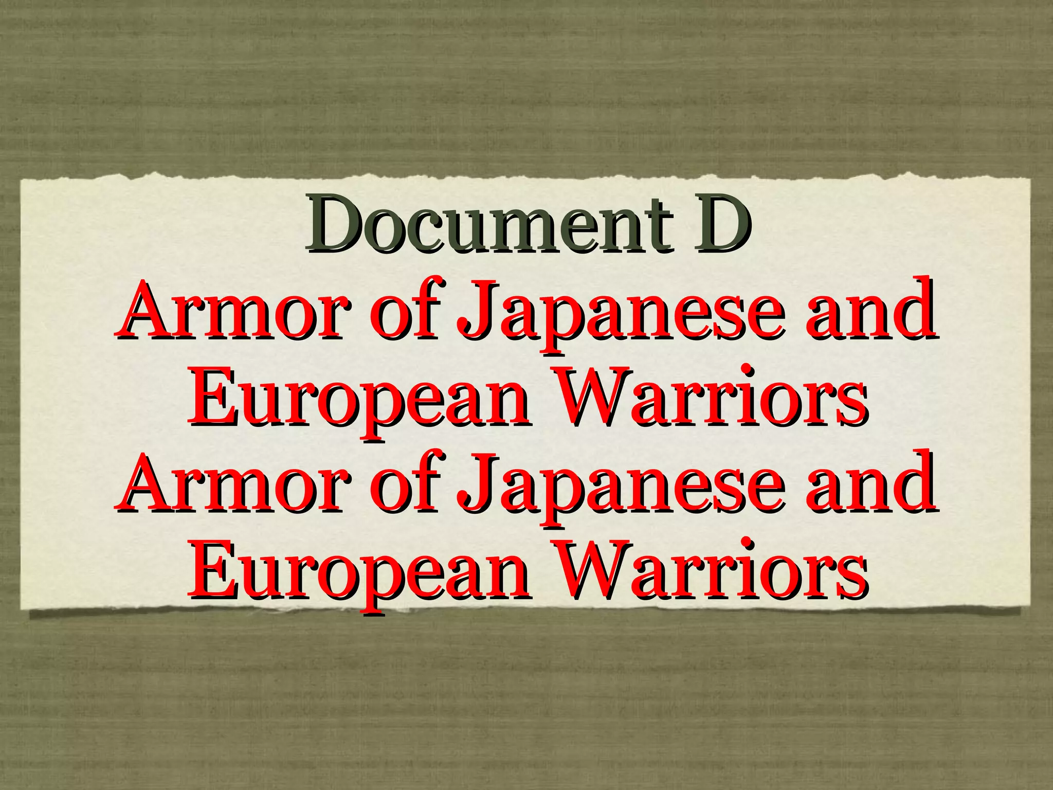 Samurai and Knights DBQ packets answers | PPT