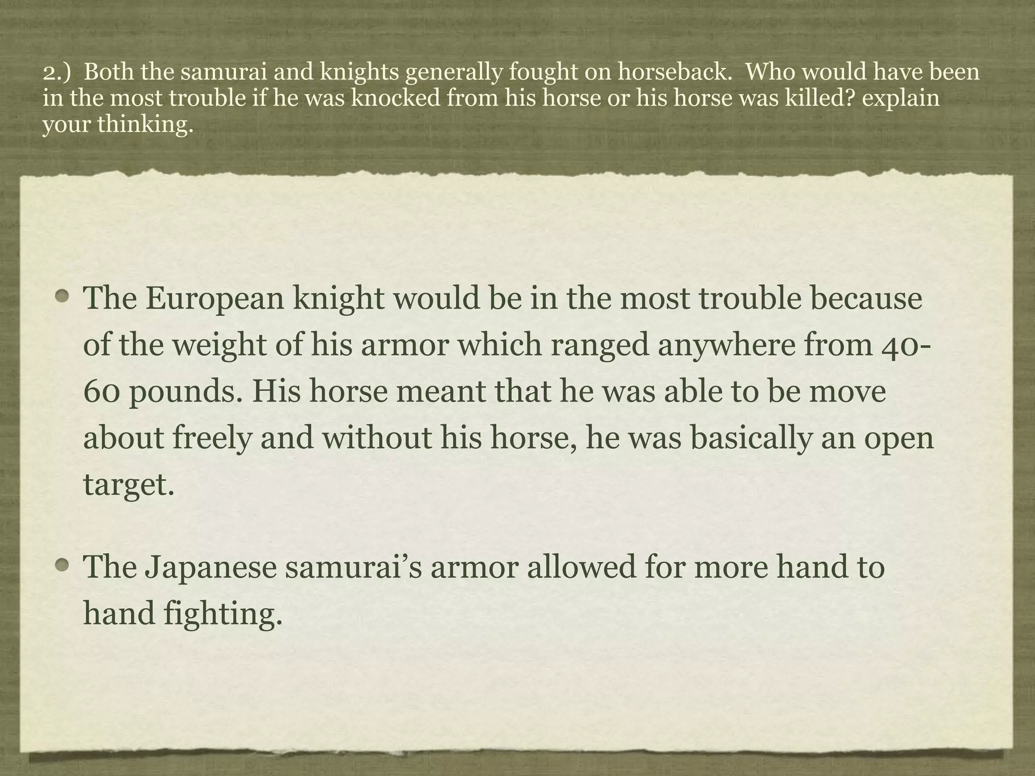 Samurai and Knights DBQ packets answers | PPT