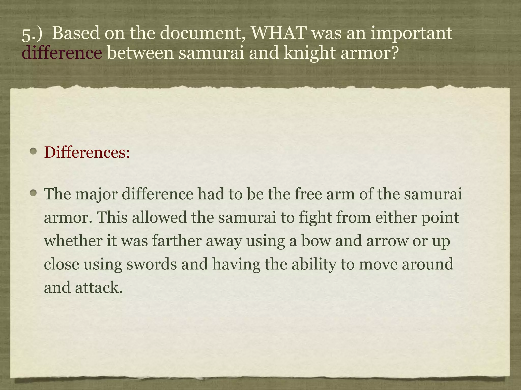 Samurai and Knights DBQ packets answers | PPT