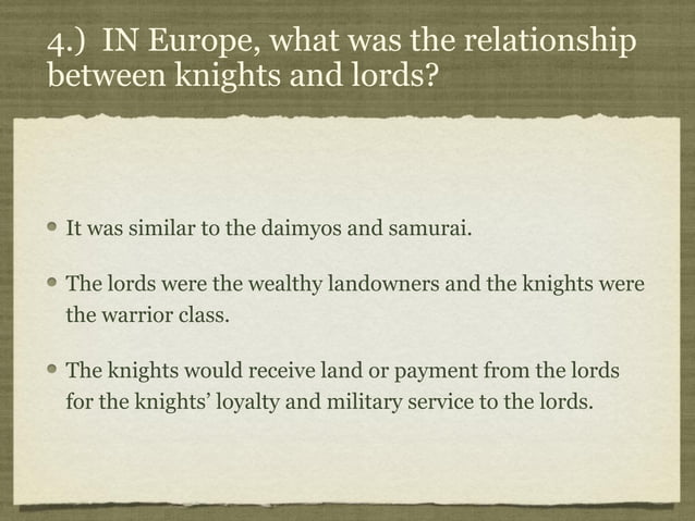 Samurai and Knights DBQ packets answers | PPT