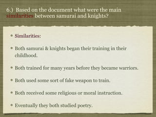 Samurai and Knights DBQ packets answers | PPT