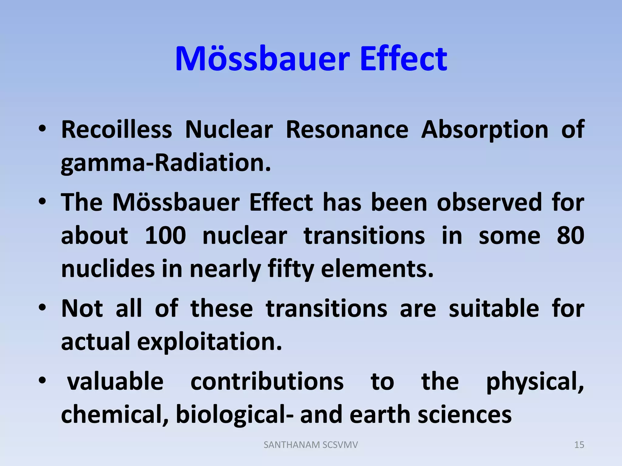 Mossbauer spectroscopy - Principles and applications | PPSX