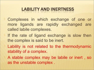 Reactions of complexes | PPT