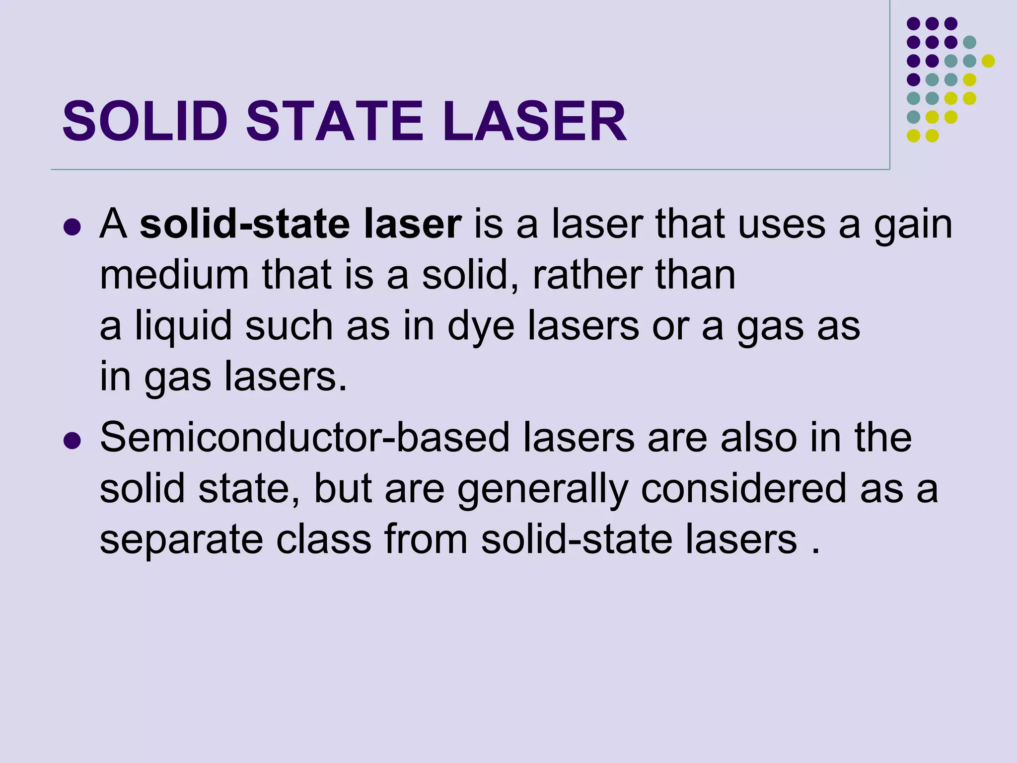 lasers SOLID STATE LASERS . | PPTX