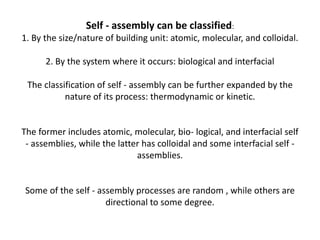 Nano architecture: self assembly and template methods. | PPTX