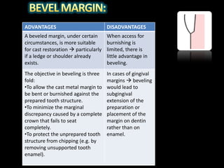 Different gingival finish lines (margins) of crowns and bridges | PPTX