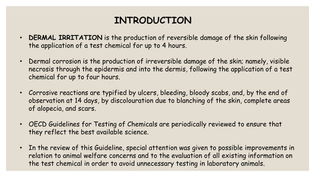 DERMAL IRRITATION STUDY ACCORDING TO OECD(404) GUIDELINES | PPTX
