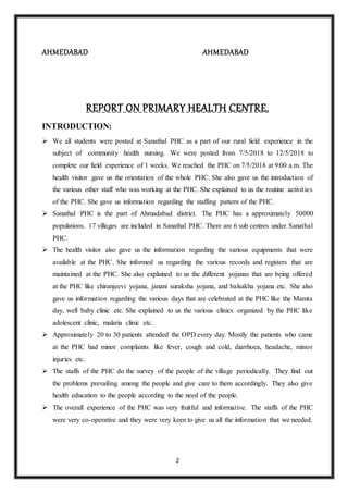 Sanathal PHC Observation report word file | DOCX