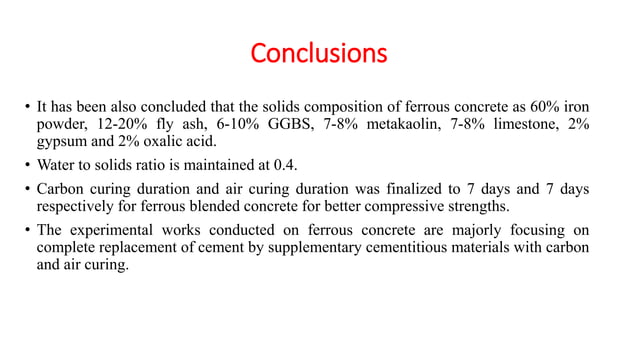 Ferrock Concrete- Mechanism of Iron carbonation | PPTX | Geology | Science
