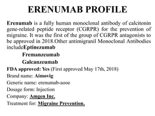 Erenumab.....A New Hope For Migraine Disability | PPT