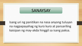 Sanaysay 1 grade 10 powerpoint presentation | PPTX