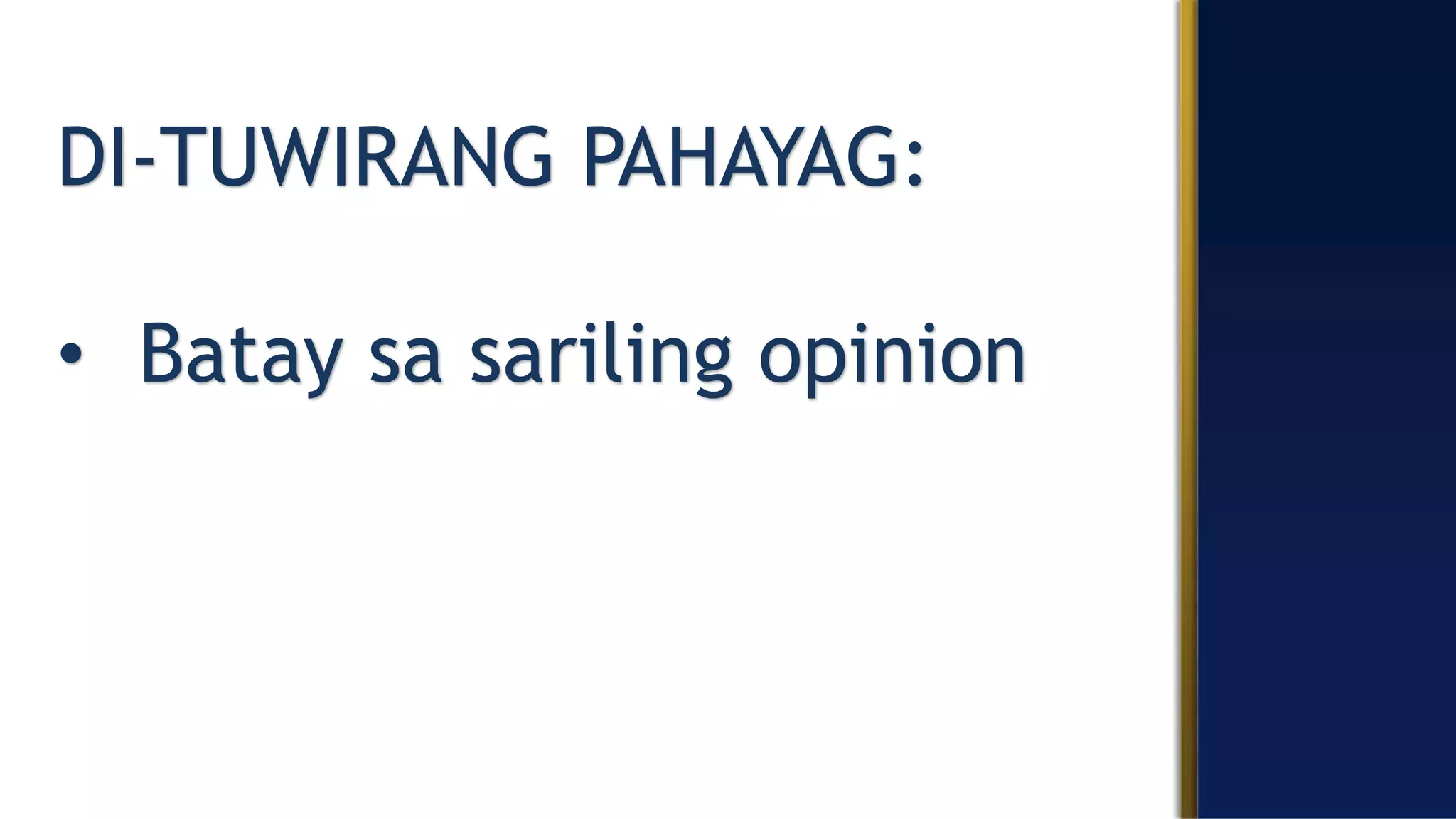 Sanaysay at Pahayag na Tuwiran at Di Tuwiran | PPTX