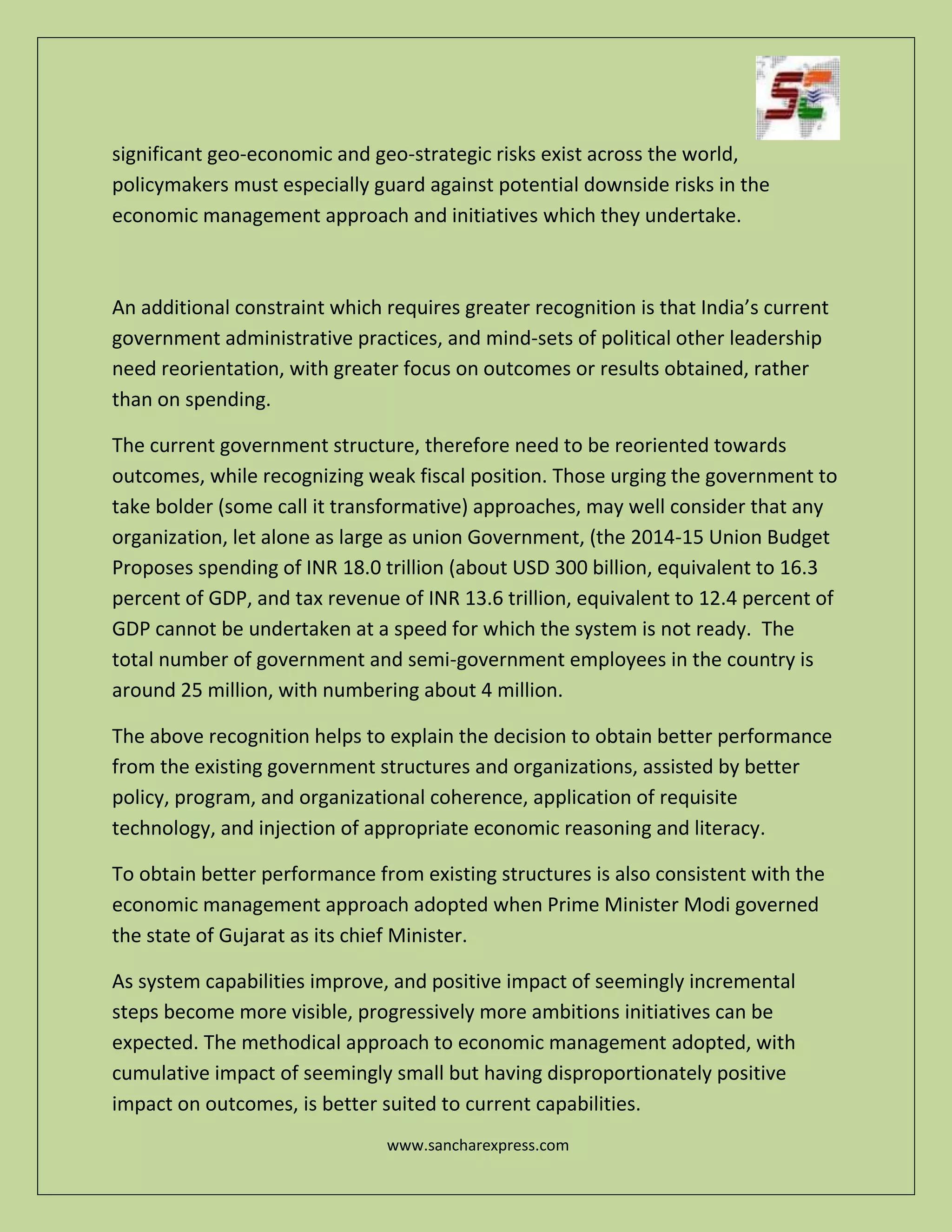 ECONOMIC MANAGEMENT CHARACTERISTICS OF MODI | DOCX | Civic affairs | Politics