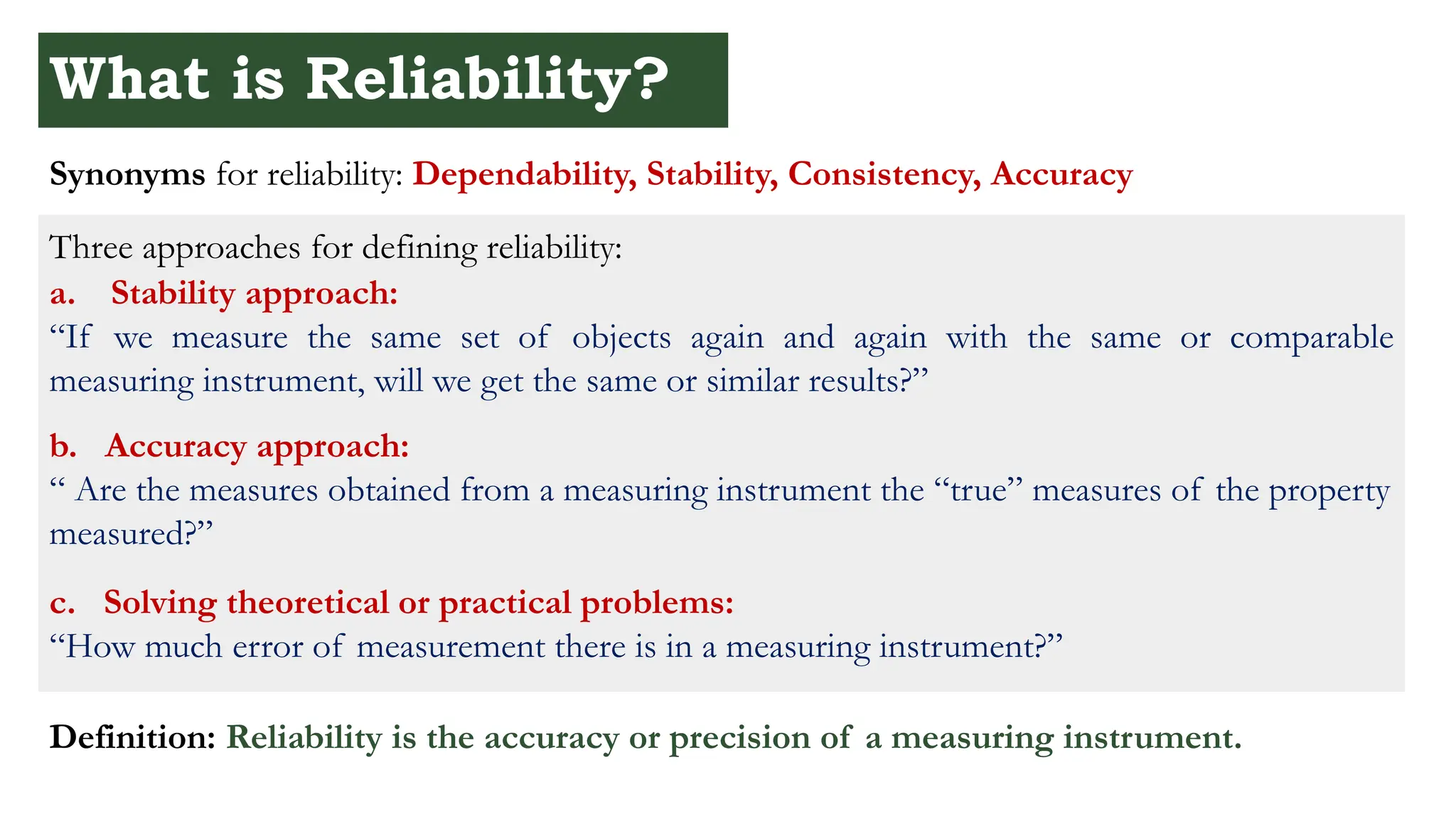 Reliability in behavioural research with practical example | PDF