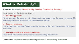 Reliability in behavioural research with practical example | PDF