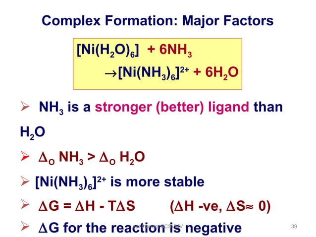 Stability of metal complexes | PPT | Chemistry | Science