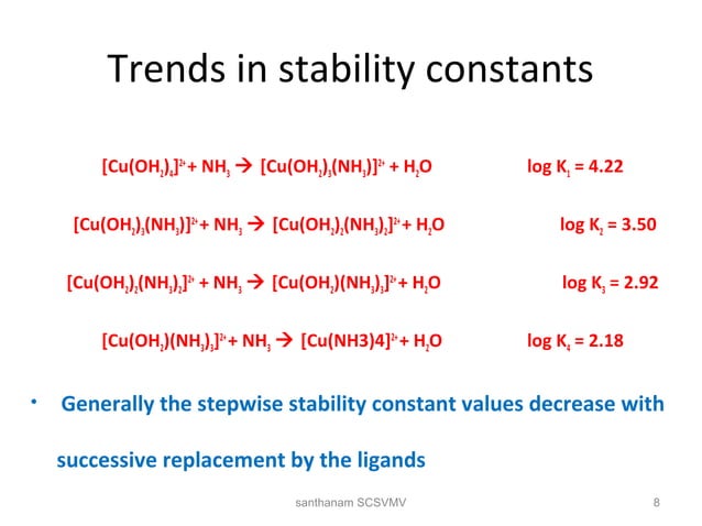 Stability of metal complexes | PPT | Chemistry | Science