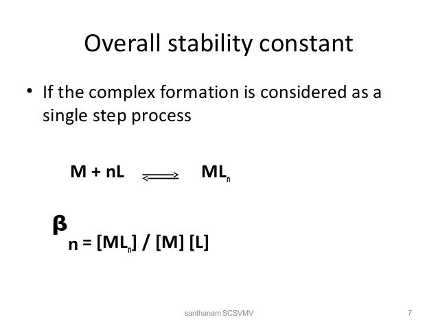 trends in stepwise formation constants