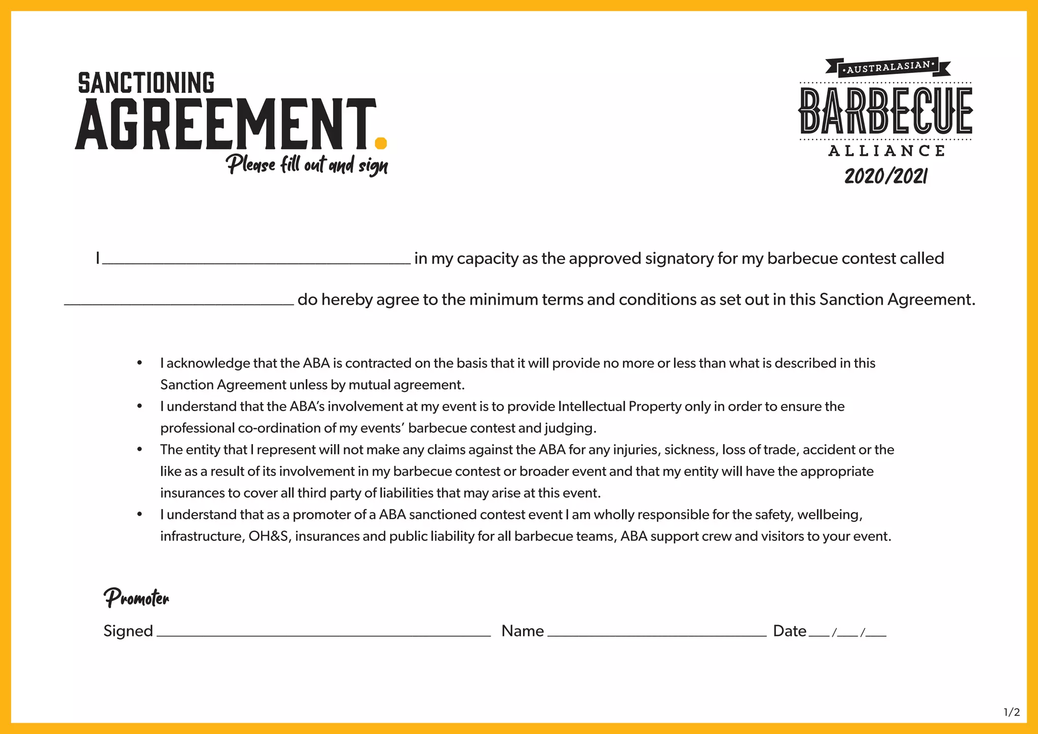 ABA Sanction Agreement 2020-2021 | PDF