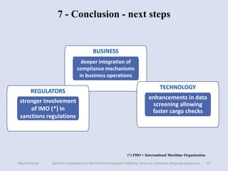 Sanction compliance in the maritime transport industry. Focus on ...