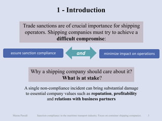 Sanction compliance in the maritime transport industry. Focus on ...