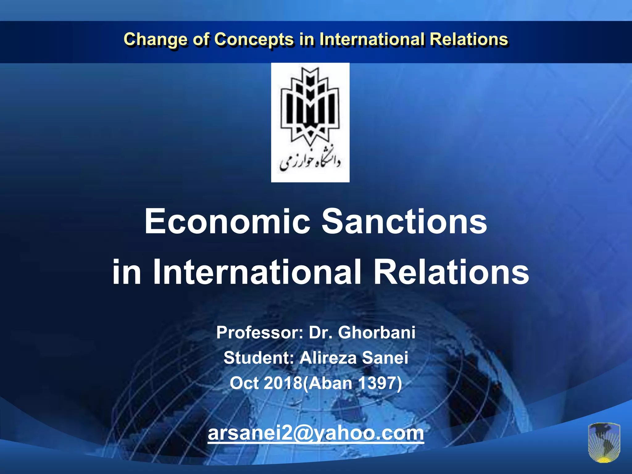Economic Sanctions in International Relations | PPTX