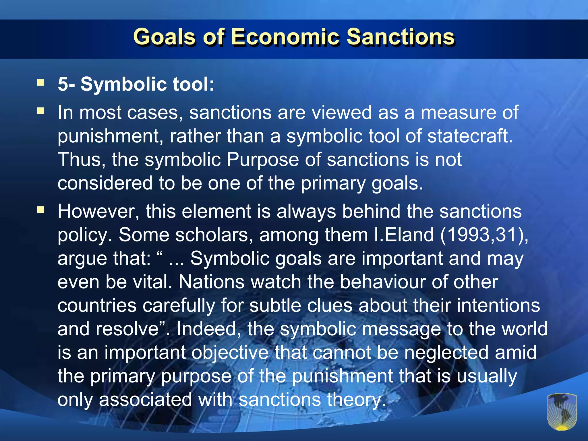 Economic Sanctions in International Relations | PPTX