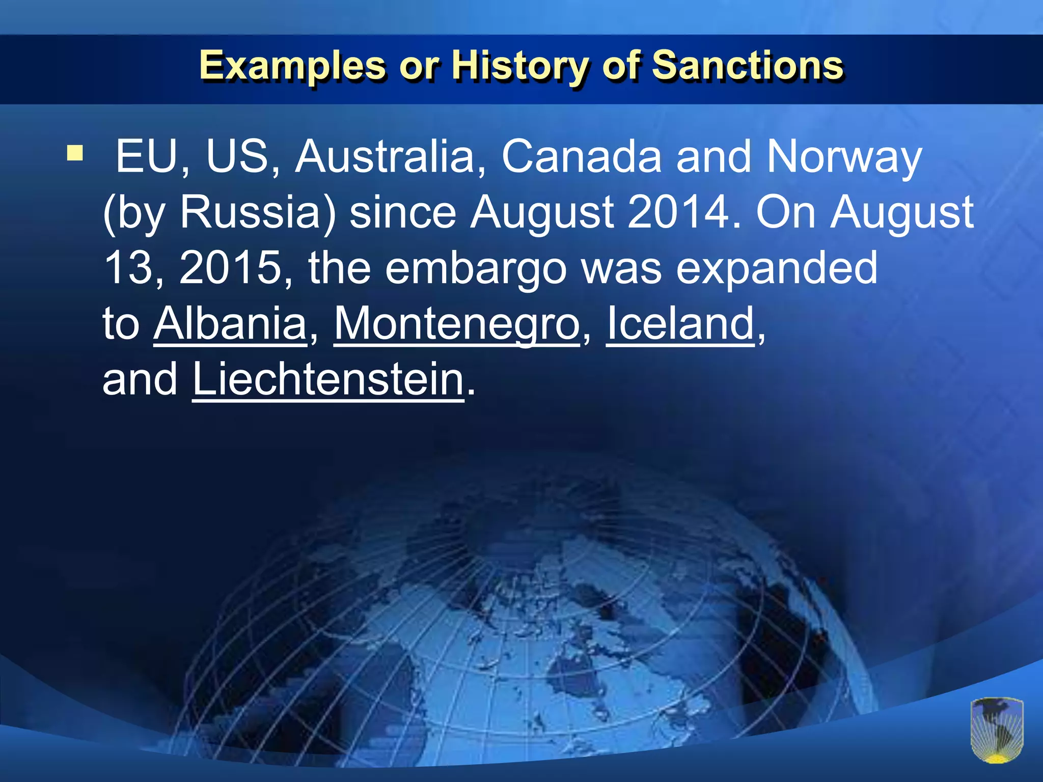 Economic Sanctions in International Relations | PPTX