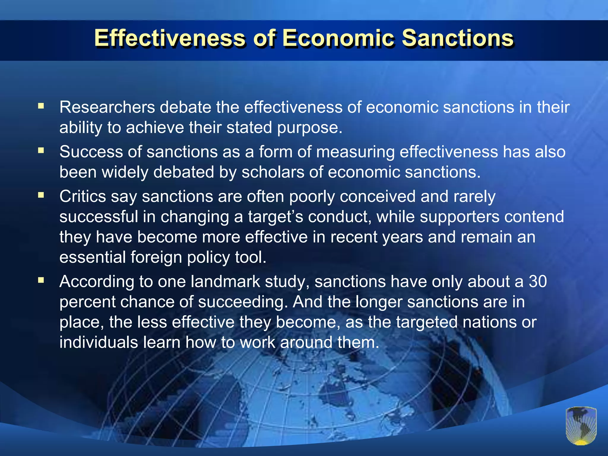 Economic Sanctions in International Relations | PPTX