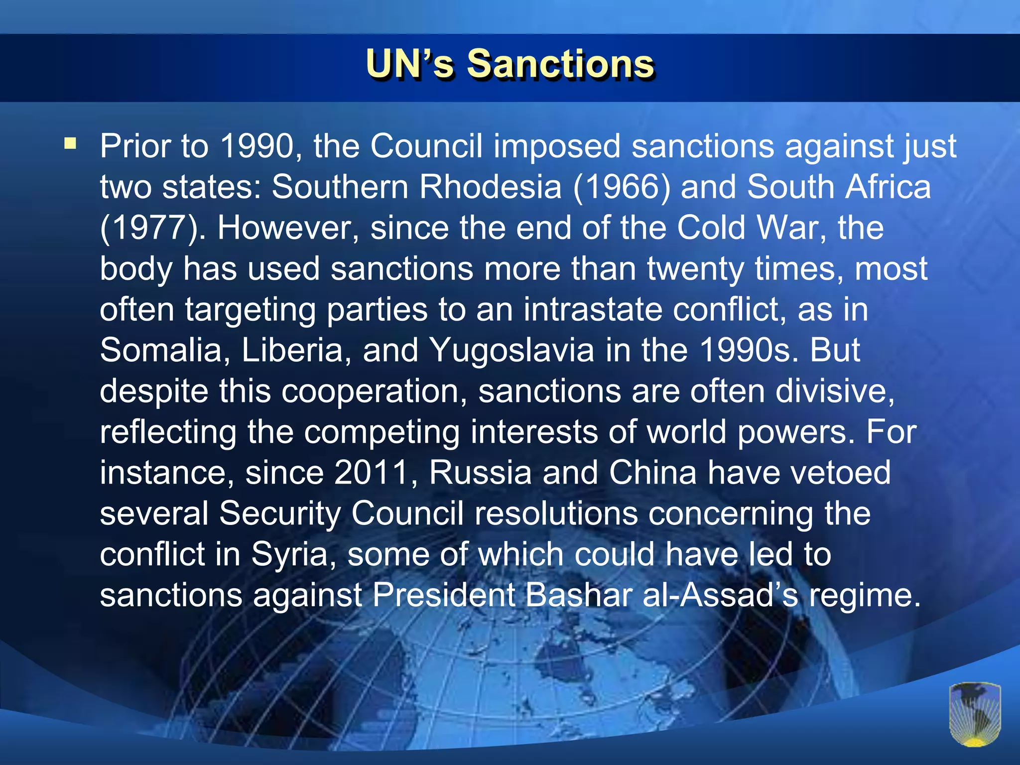 Economic Sanctions in International Relations | PPTX