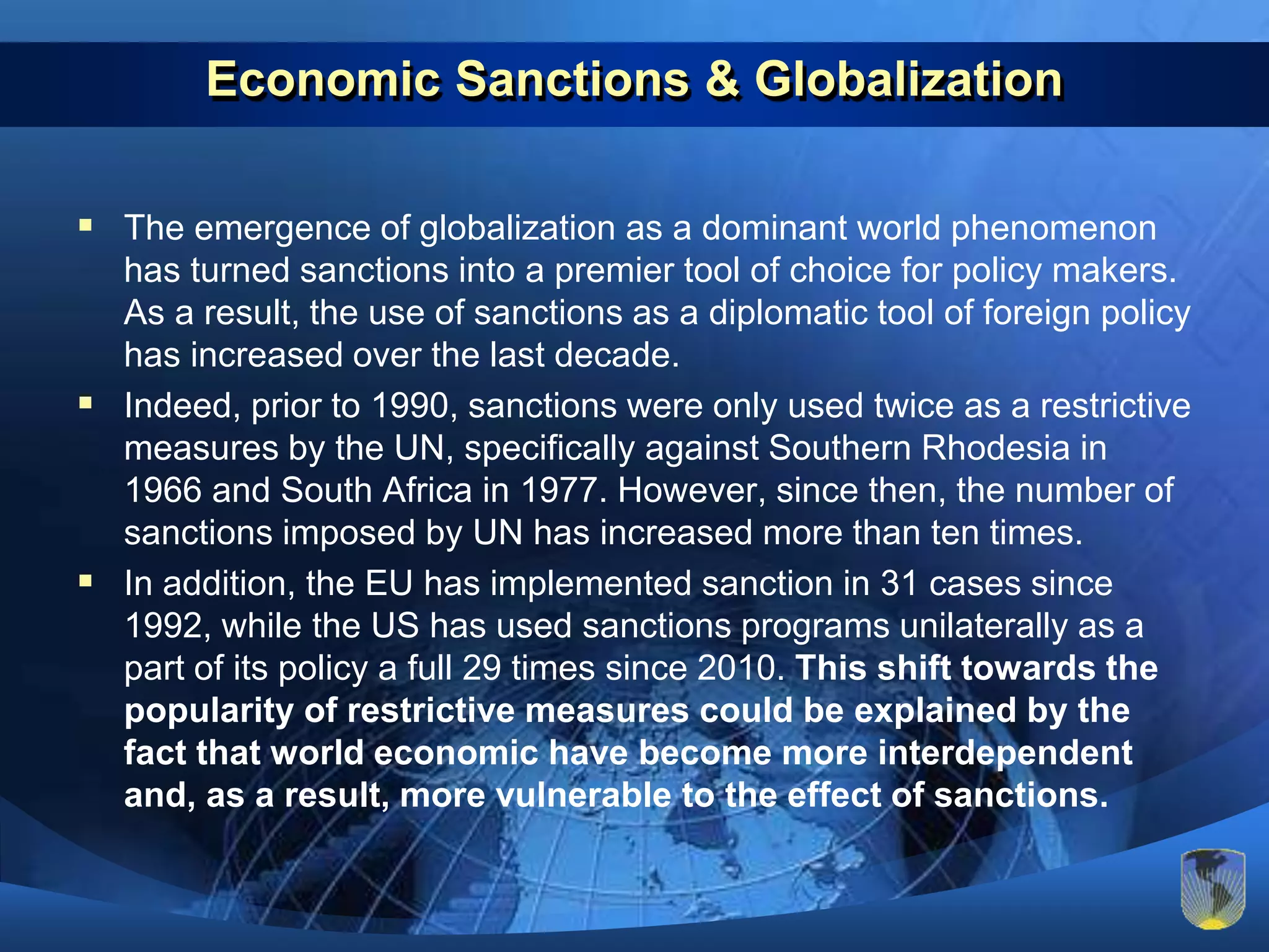 Economic Sanctions in International Relations | PPTX