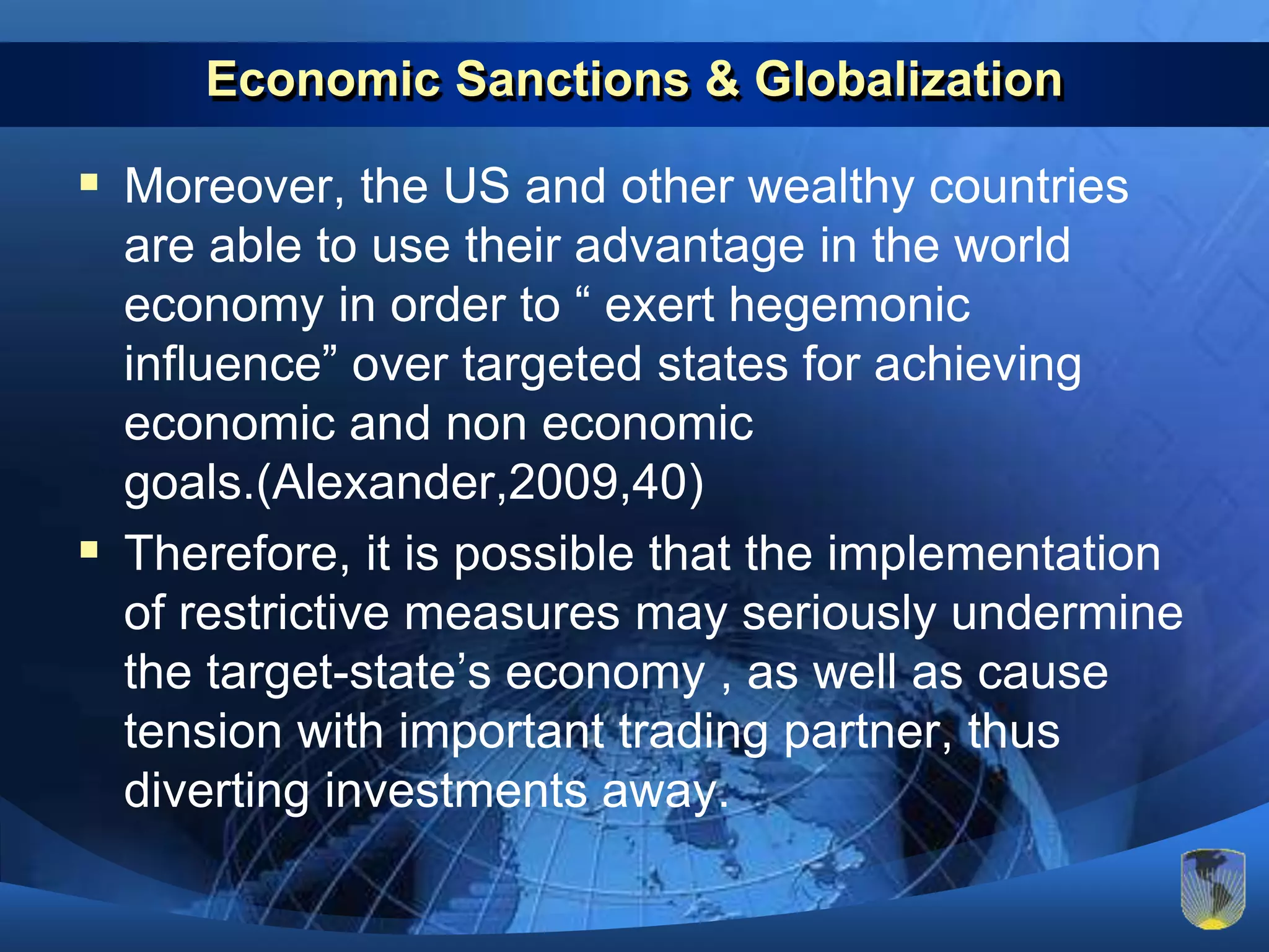 Economic Sanctions in International Relations | PPTX
