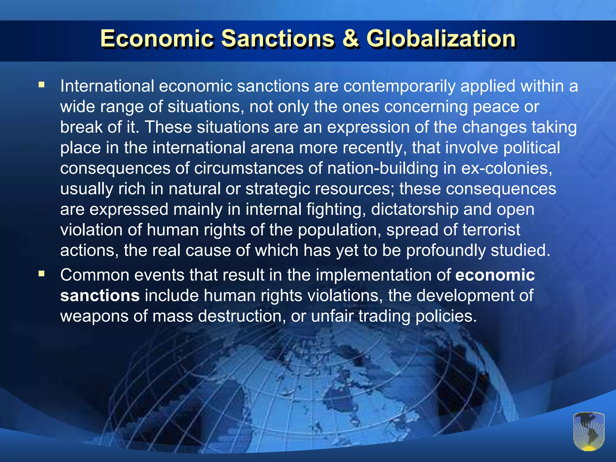 Economic Sanctions in International Relations | PPTX