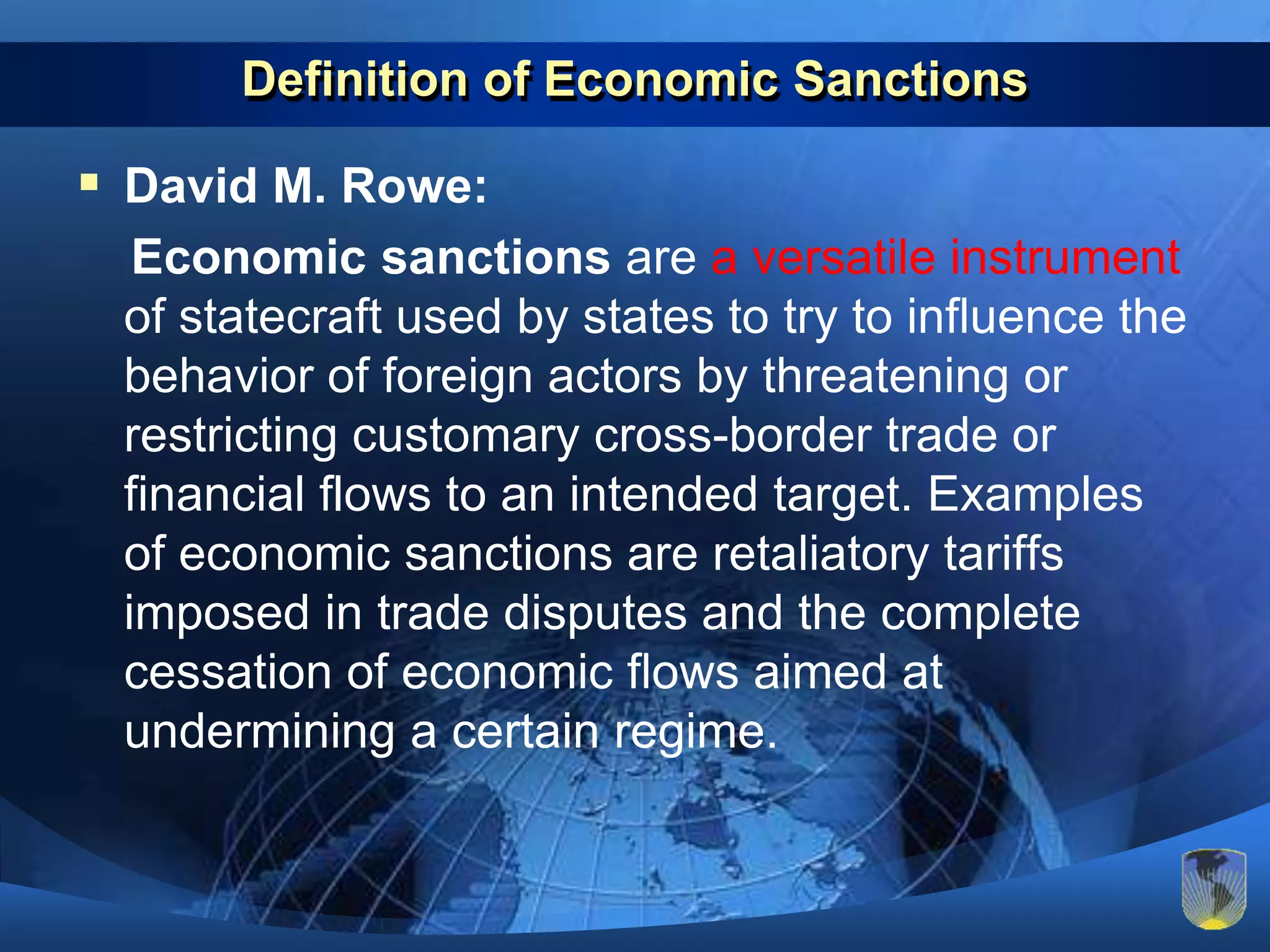 Economic Sanctions in International Relations | PPTX