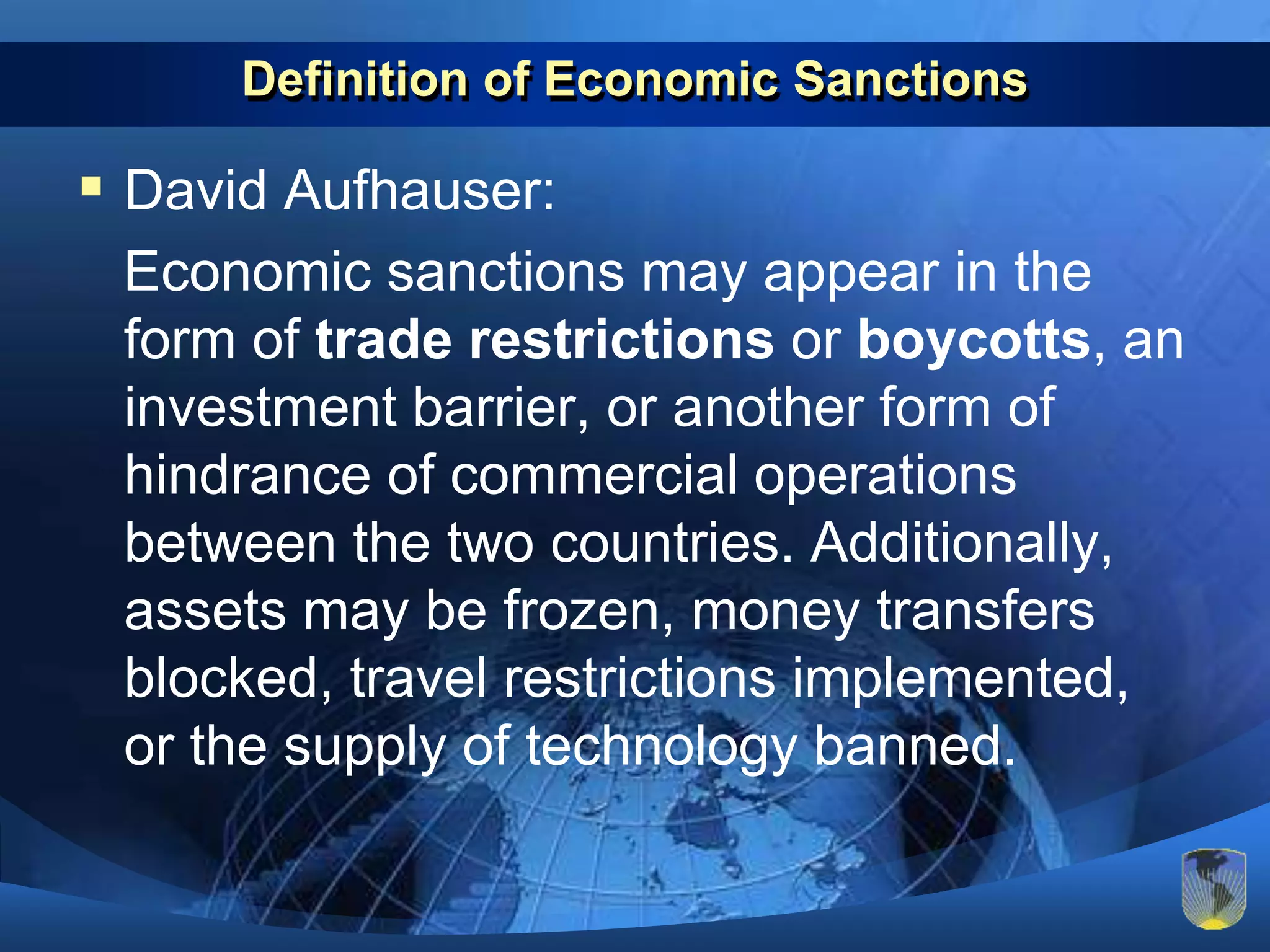 Economic Sanctions in International Relations | PPTX