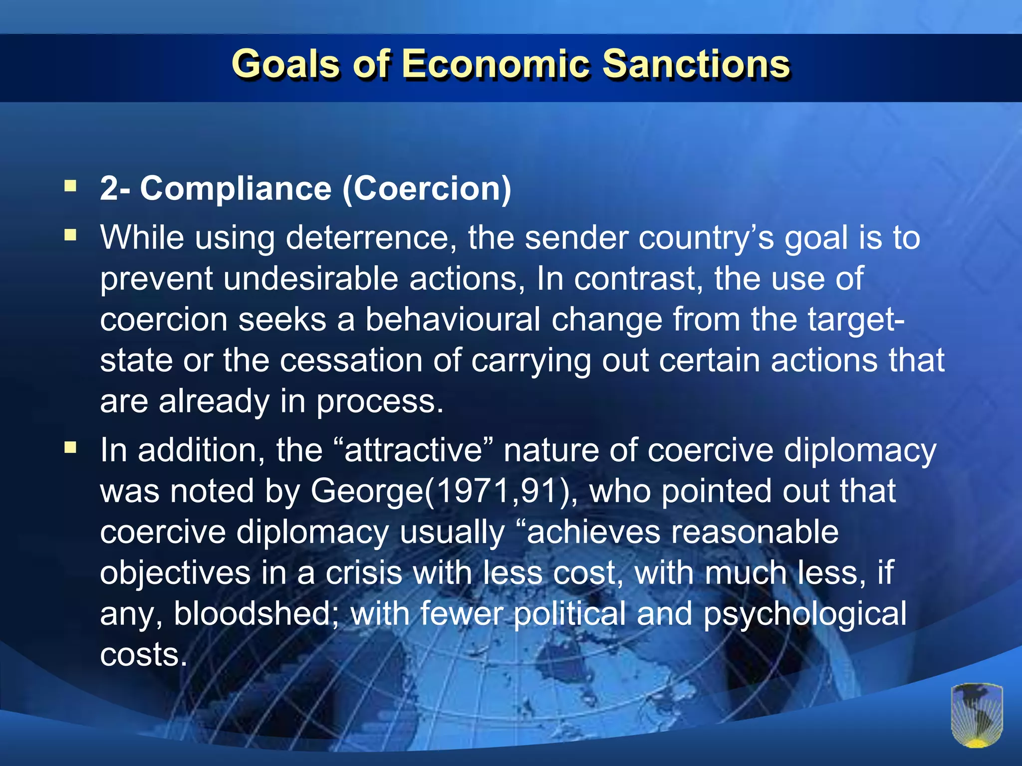 Economic Sanctions in International Relations | PPTX